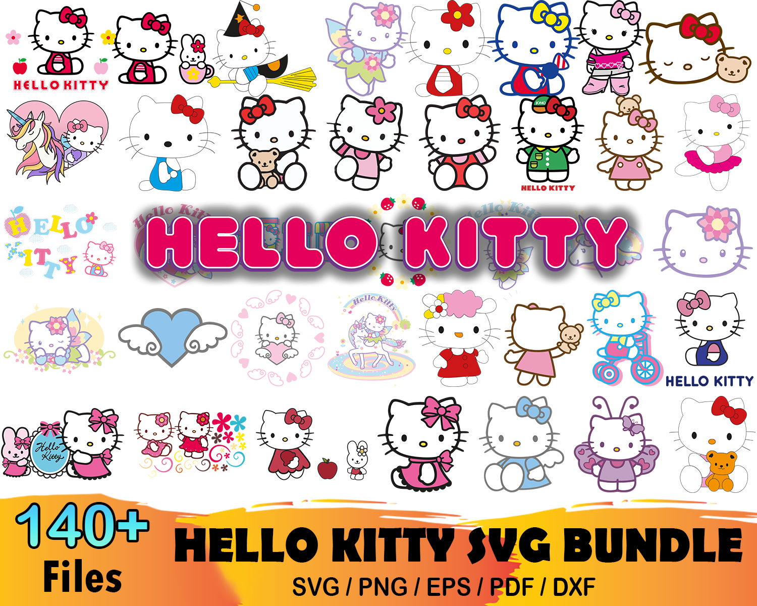 140 Hello Kitty Svg Bundle, Hello Kitty Svg, Cartoon Svg - Inspire Uplift