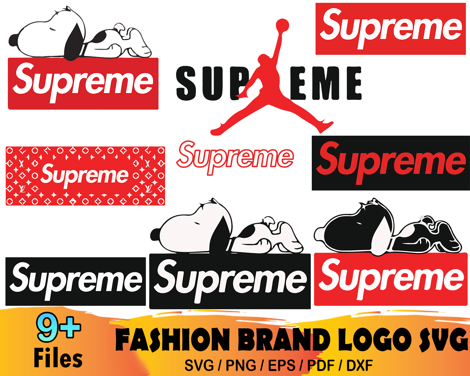 9 Supreme Bundle Svg, Supreme Logo Svg, Supreme Jordan Svg | Inspire Uplift