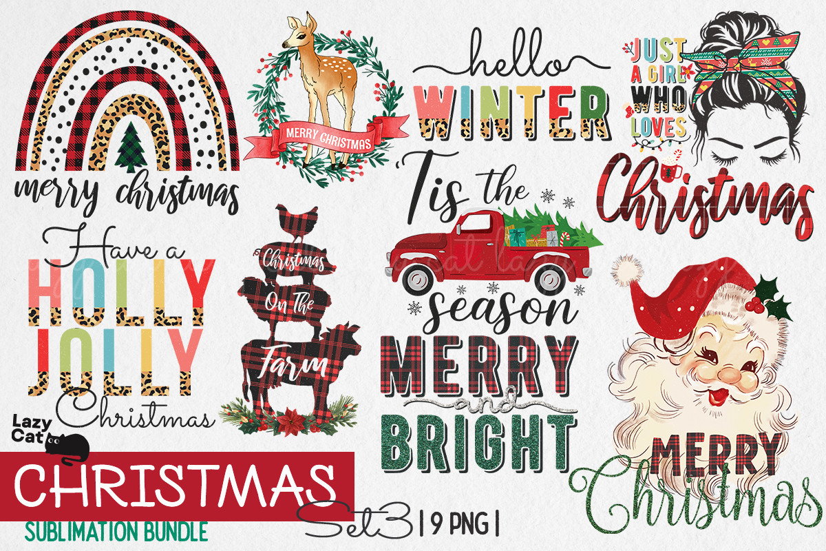 10 Designs Christmas Png Bundle, Merry Christmas Png | Inspire Uplift