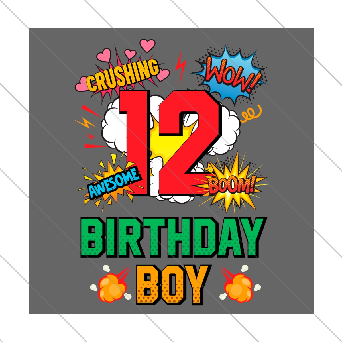 Birthday Boy 12 Years Old Comic Style Svg | Inspire Uplift