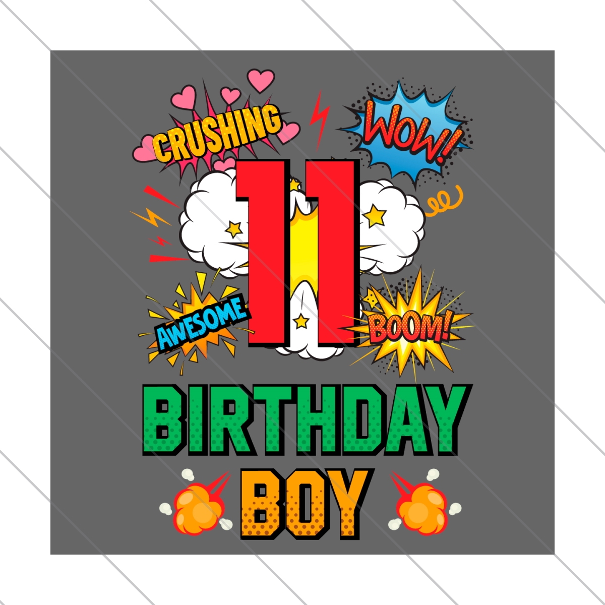 Birthday Boy 11 Years Old Comic Style Svg - Inspire Uplift