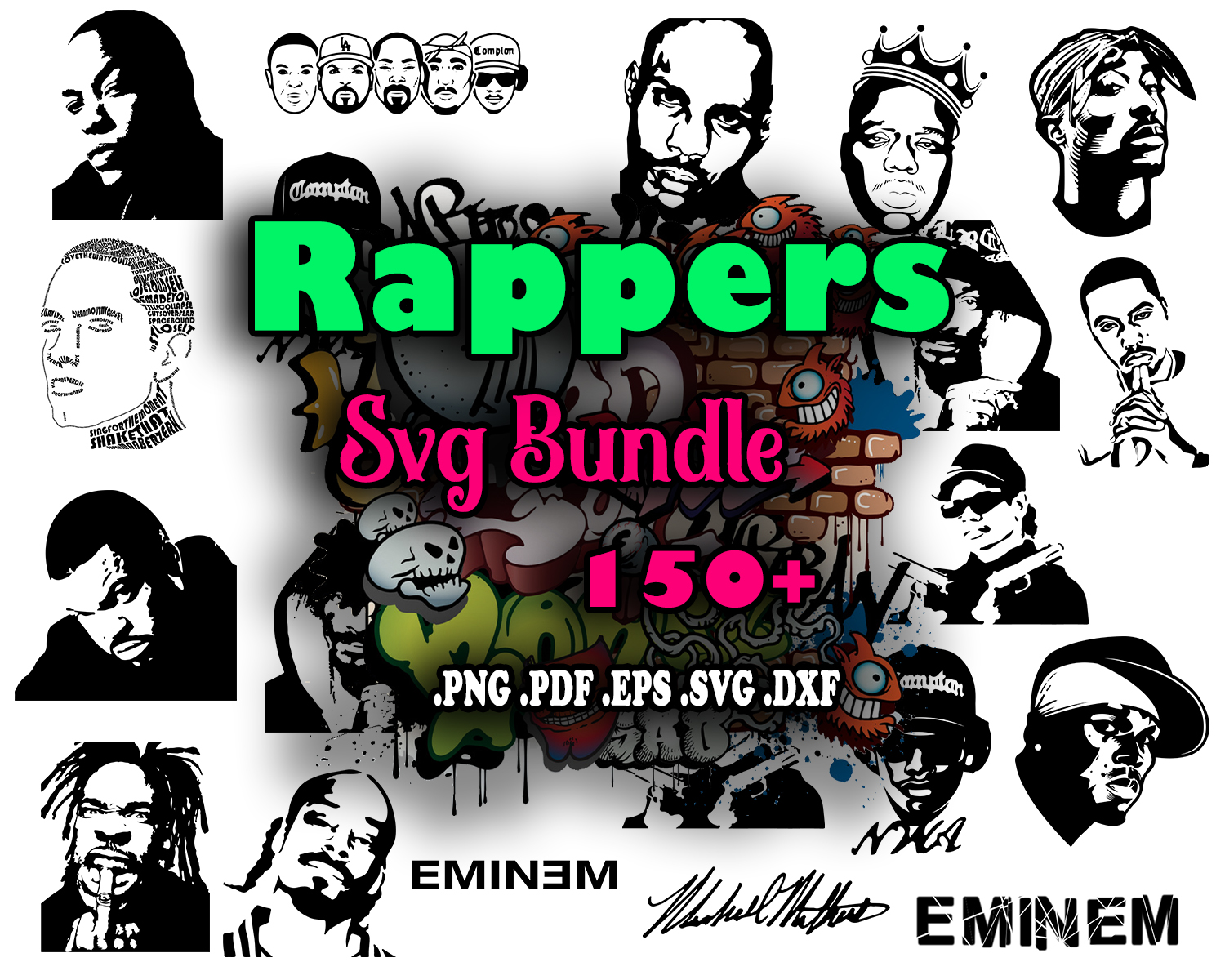 150 Files Rappers SVG Bundle File Digital - Inspire Uplift