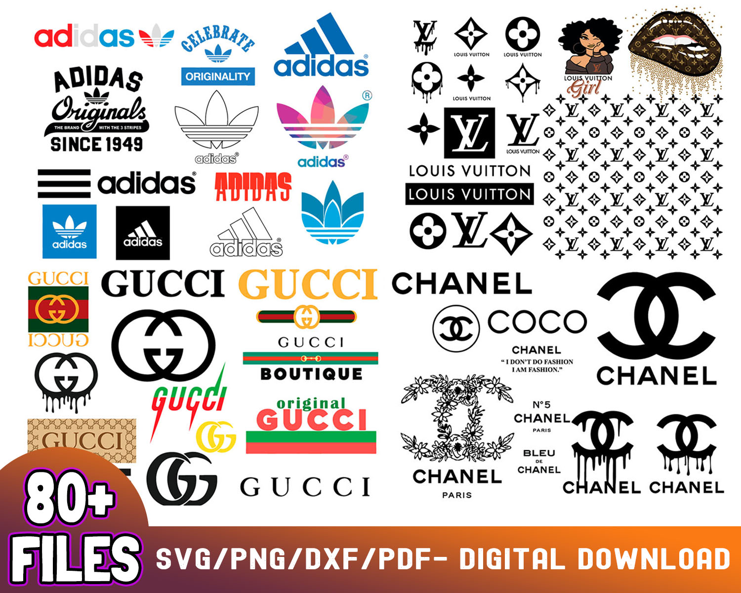 80 Files Fashion Brand Design Bundle SVG File Digital | Inspire Uplift
