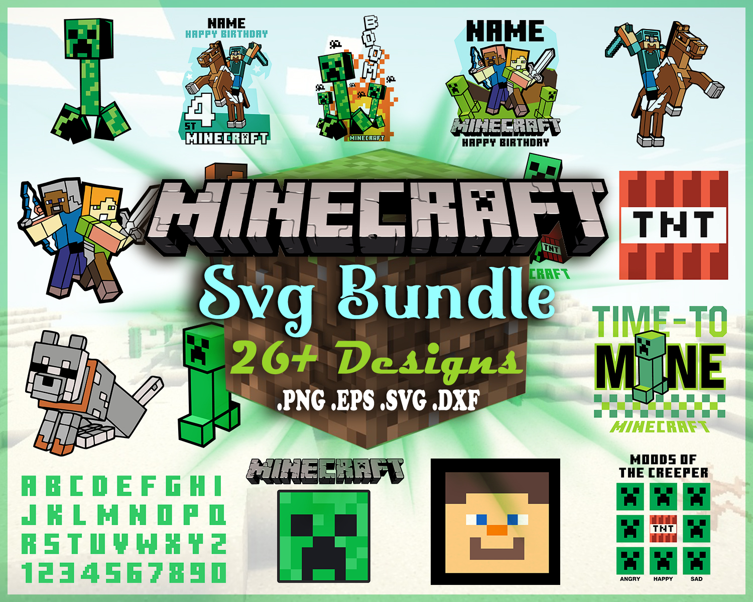 Minecraft SVG Bundle File Digital | Inspire Uplift