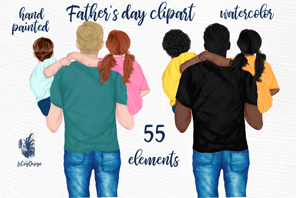 Hand Painted Fathers Day Clipart Png, Daddy Clipart, Waterco | Inspire ...