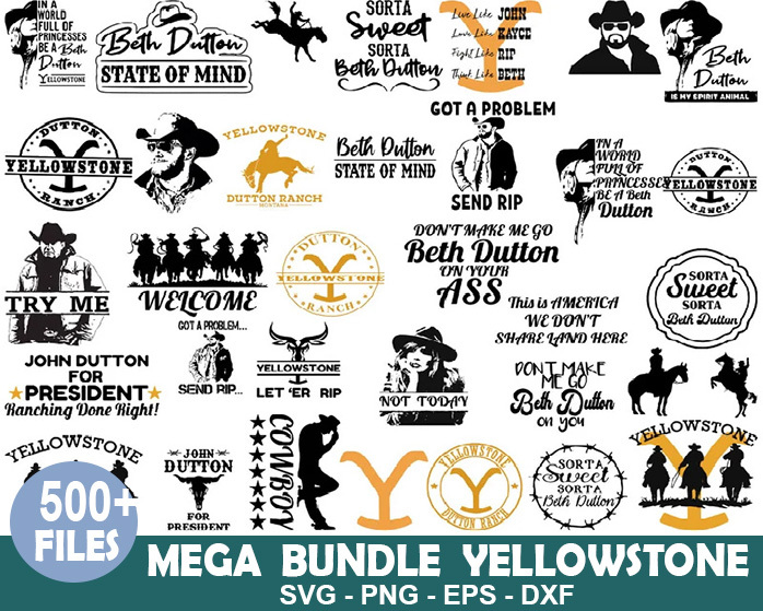 500 Files Mega Bundle Yellowstone Svg, Yellowstone Symbols F | Inspire ...