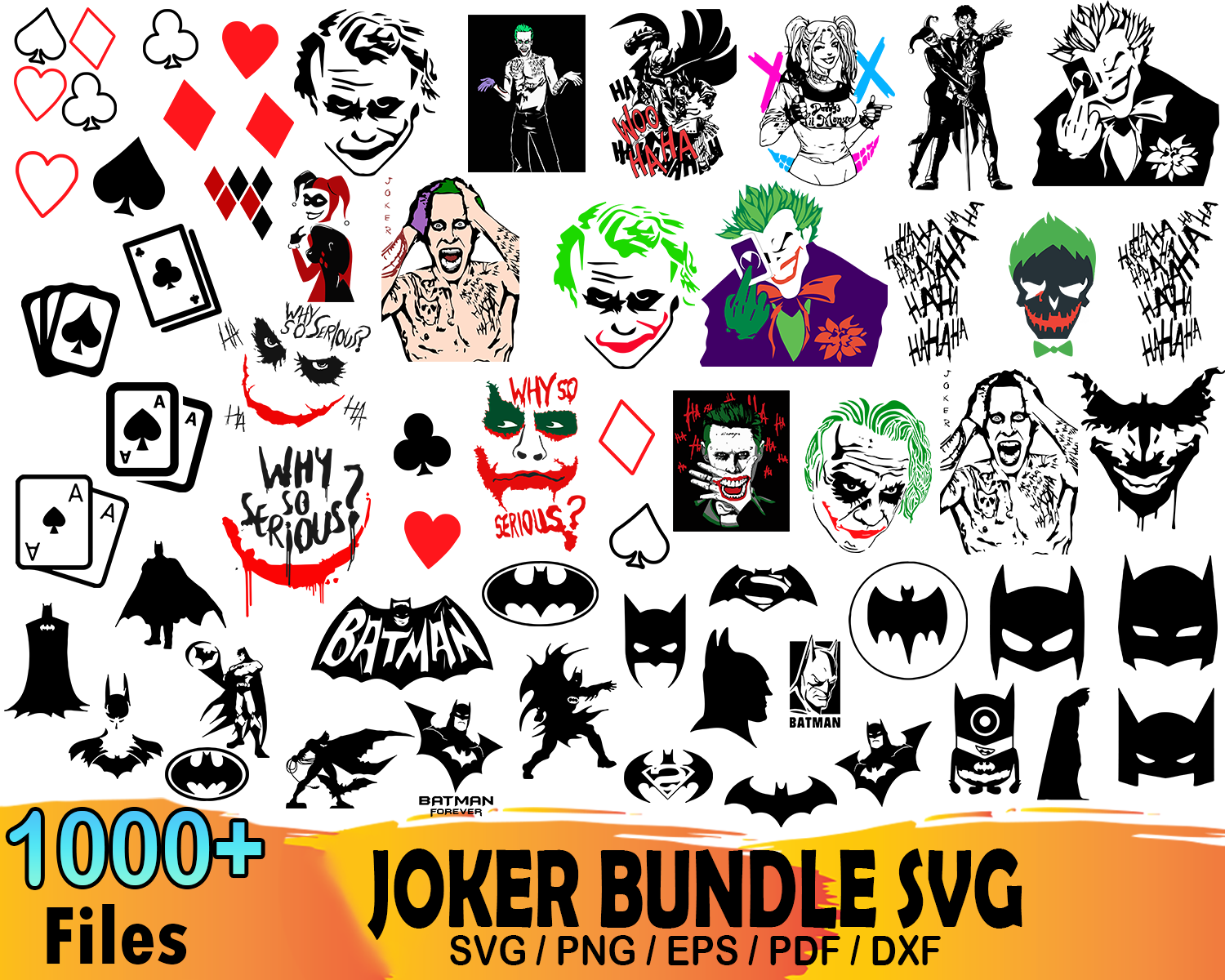 1000 Joker Bundle Svg, Joker Svg, Harley Quinn Svg File Digi - Inspire ...