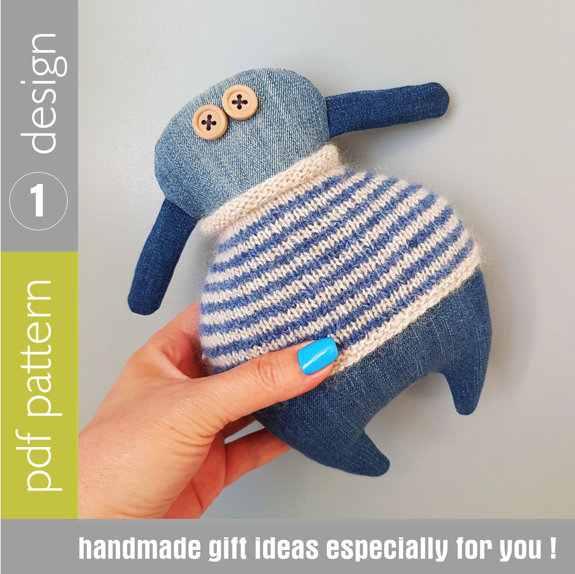 Denim rabbit sewing and knitting pattern PDF in English, Dig | Inspire ...