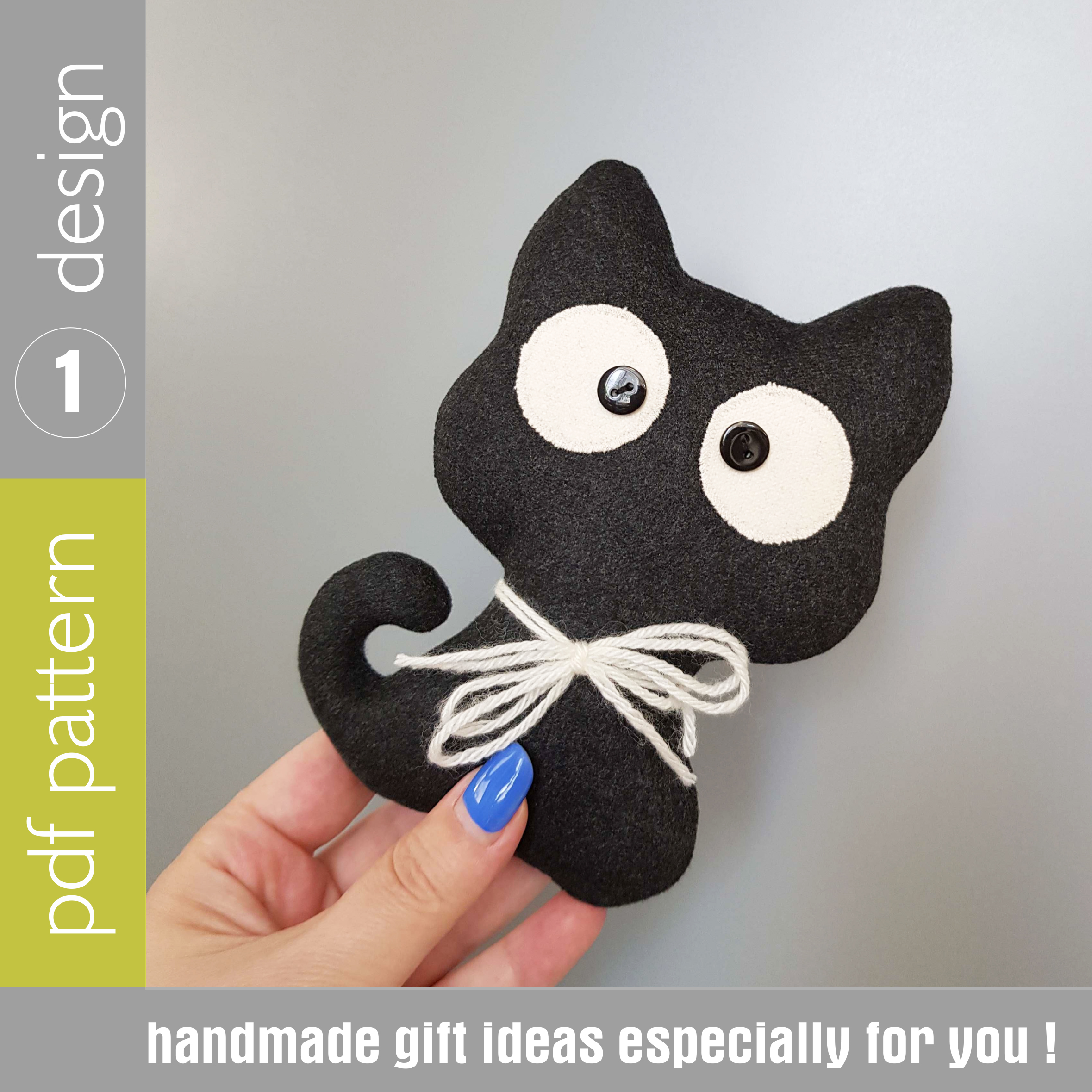 Black cat pattern PDF for sewing Halloween doll, Tutorial | Inspire Uplift