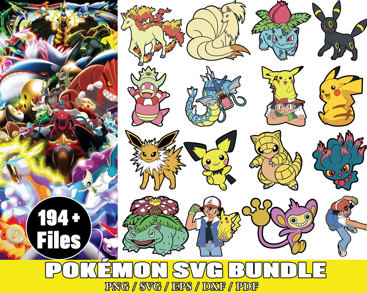 200 Pokemon SVG Bundle Design Files | Inspire Uplift