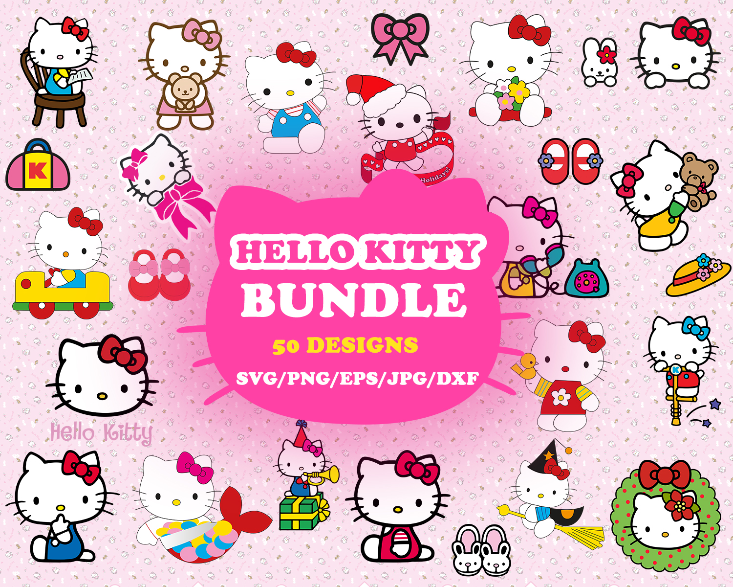 50 Dessigns Hello Kitty SVG Bundle File | Inspire Uplift