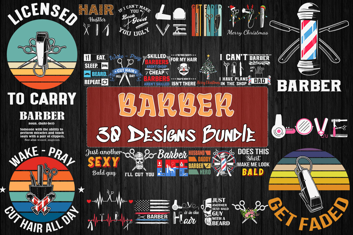 30 Designs Barber Bundle Svg, Barber Svg, Barber Machine Svg | Inspire ...