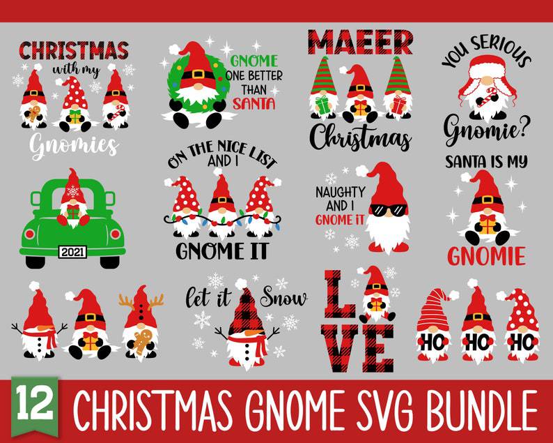 12 Christmas Gnome SVG Bundle, Christmas SVG Bundle, Gnomes | Inspire ...
