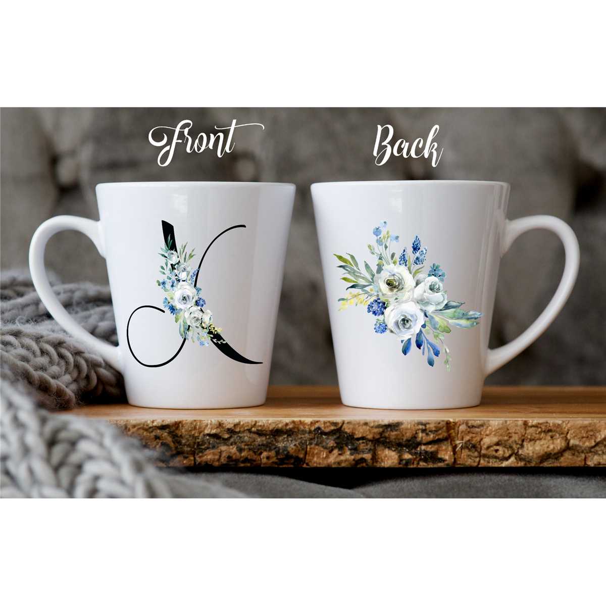 Custom Letter X Name Mug / Floral Initial X Mug - Inspire Uplift