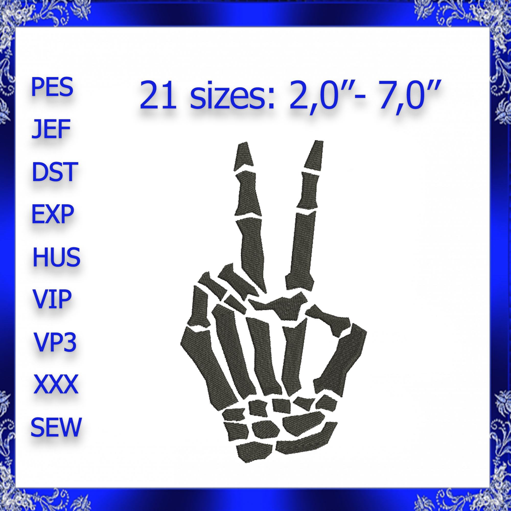 Skeleton hand machine Embroidery Design Skeleton Hand Peace | Inspire ...