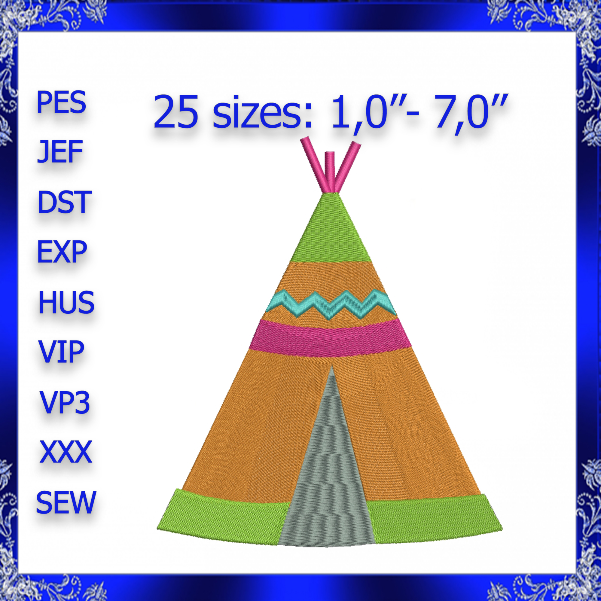 Teepee machine embroidery design wigwam embroidery Tipi tent | Inspire ...