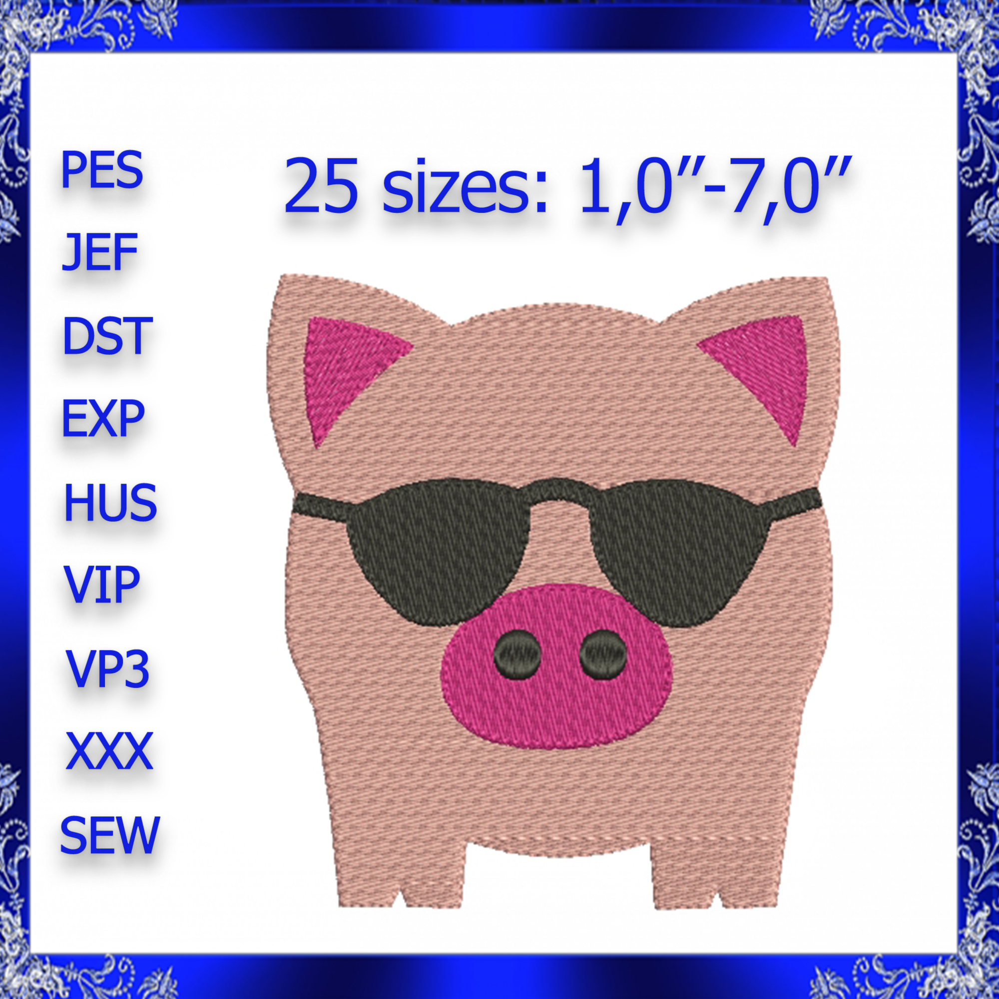 Pig machine embroidery design Instant Download tiny Pig glas | Inspire ...