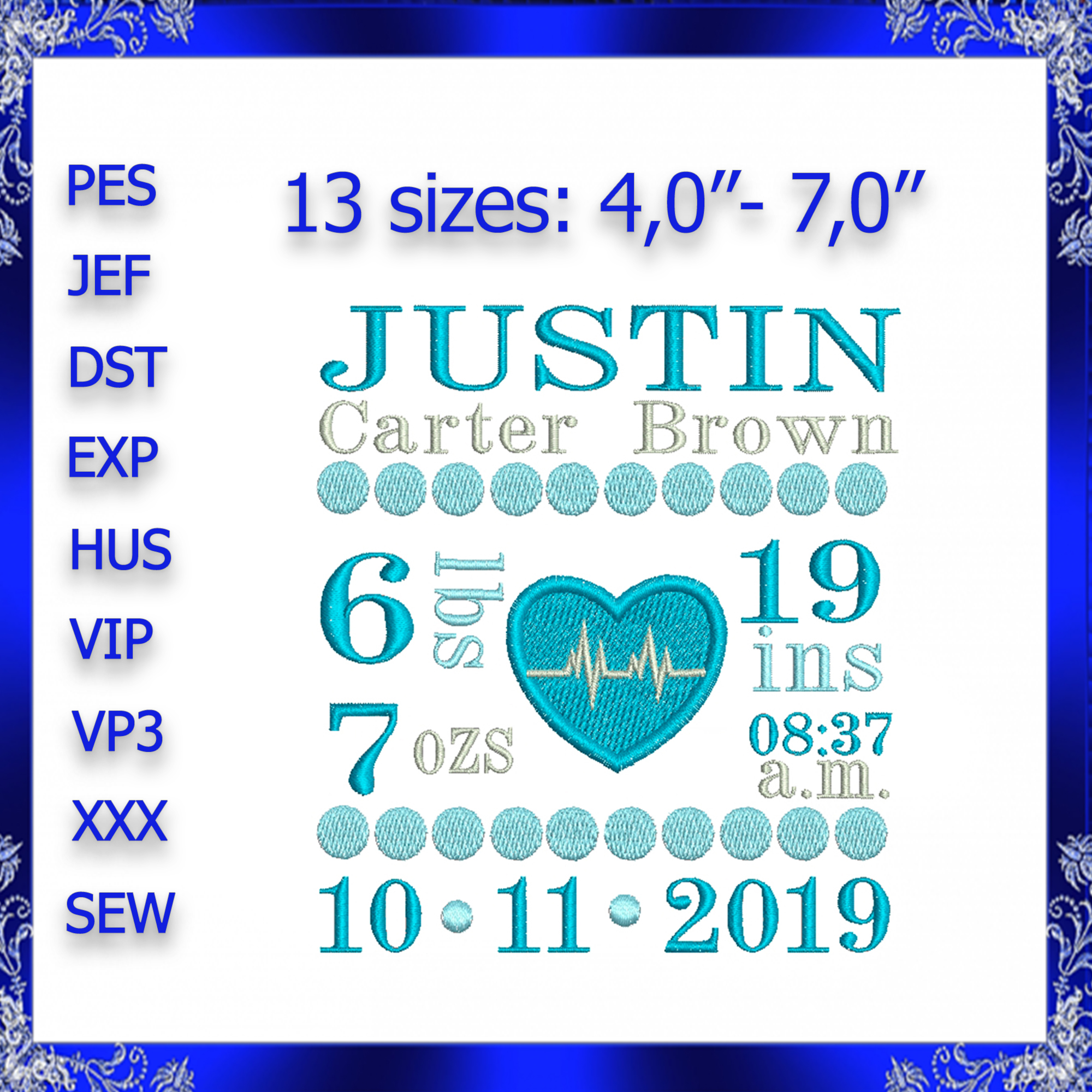 Birth Announcement template machine Embroidery Design INSTAN | Inspire ...