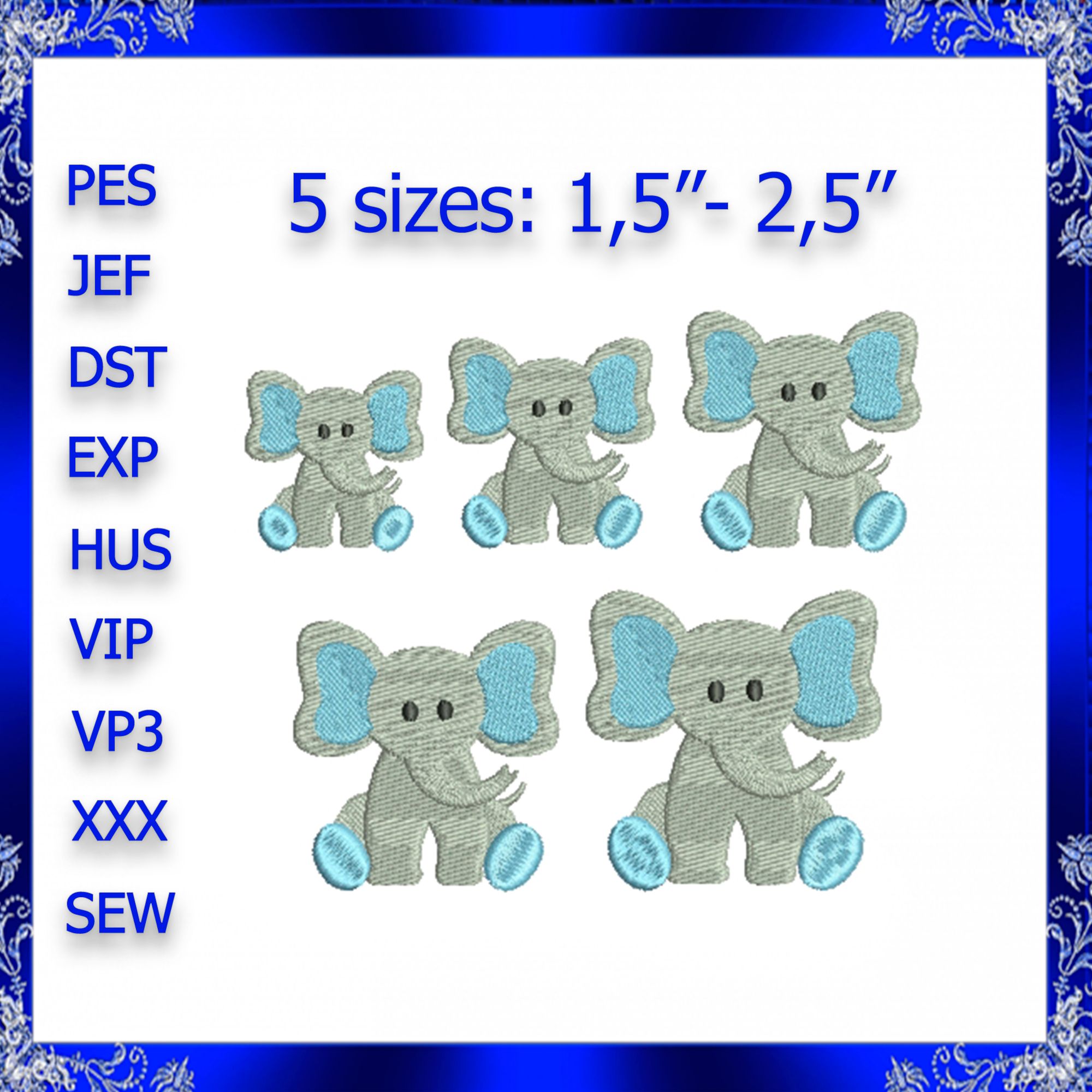 Mini elephant machine Embroidery Design Tiny elephant embroi | Inspire ...