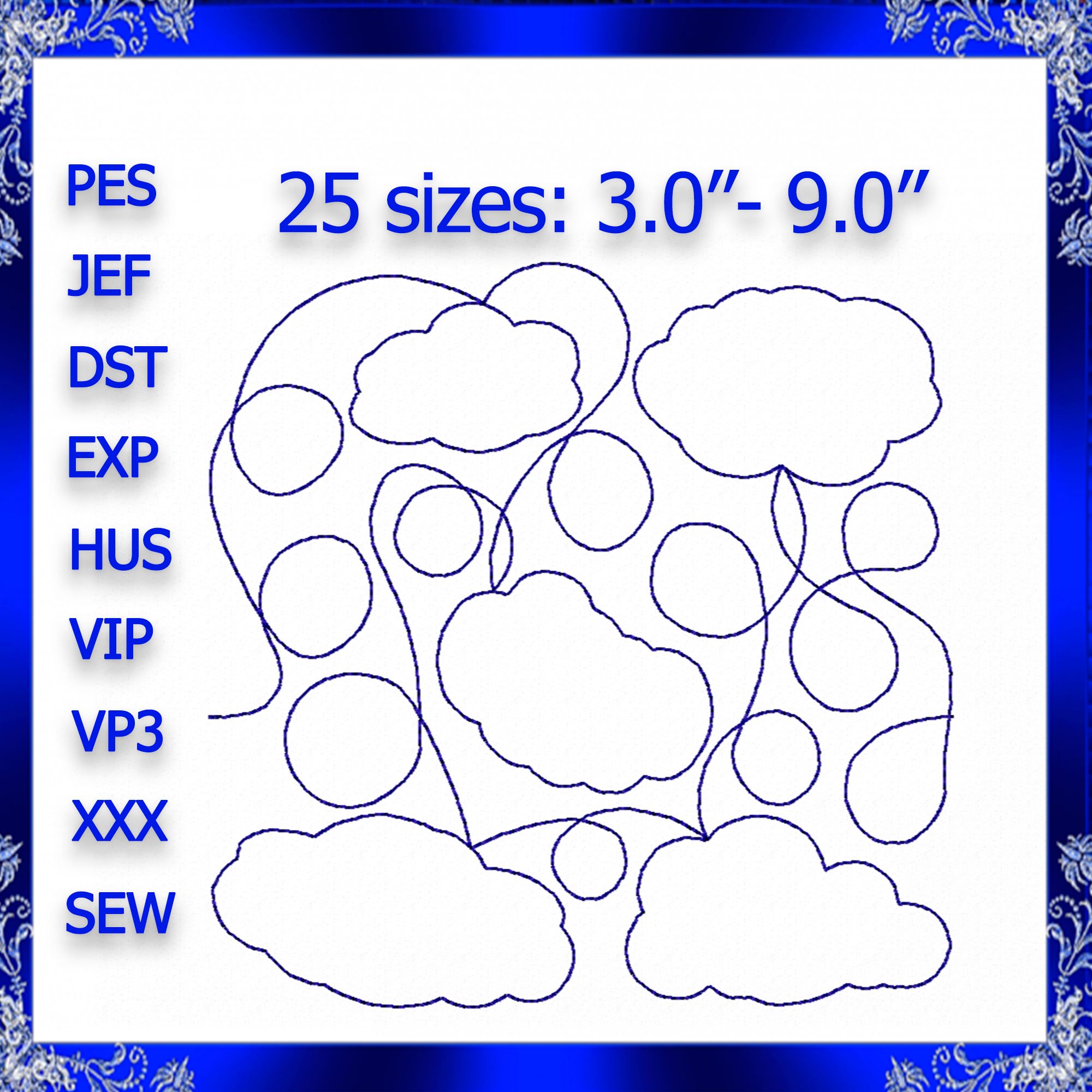 Cloud Quilting Machine Embroidery Design Continuous Edge to | Inspire ...