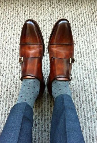 Men's Handmade Brown Leather Double Buckle Shoes | Inspire Uplift