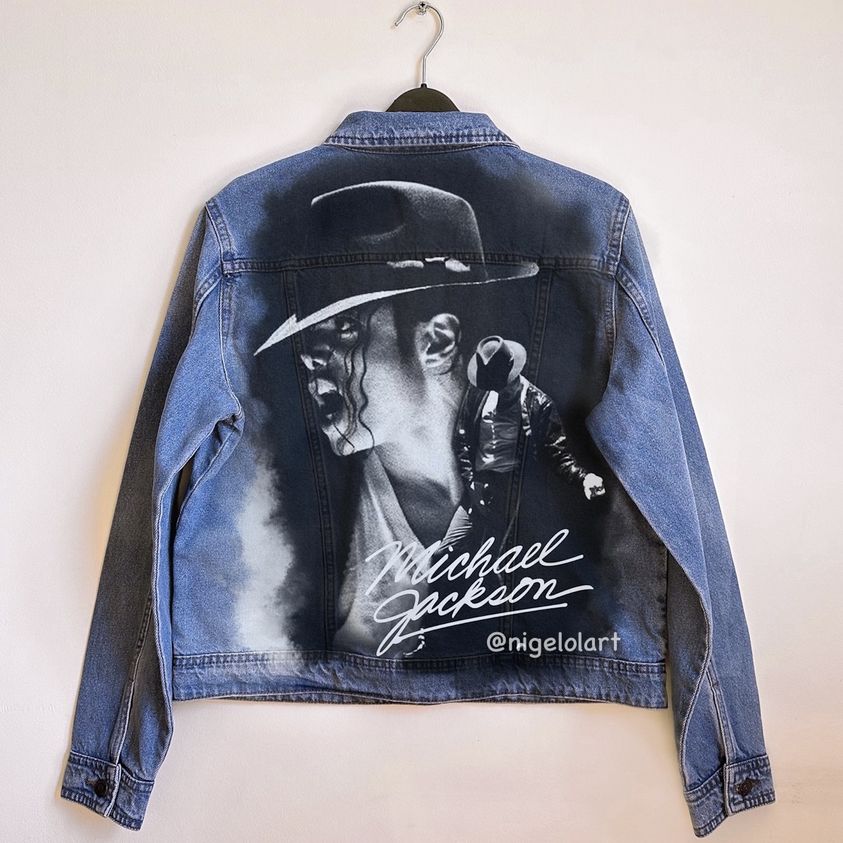 Michael Jackson denim jacket Custom jacket Portrait from pho - Inspire ...
