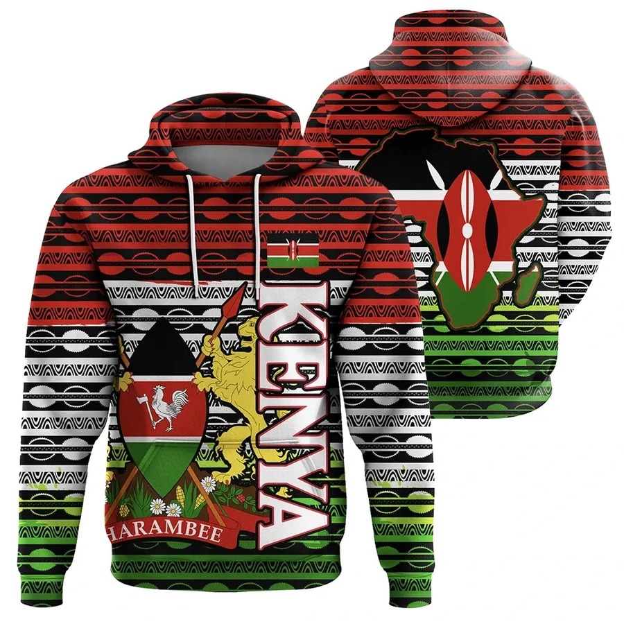 Kenya Coat of Arms Hoodie, African Hoodie For Men Women | Inspire Uplift