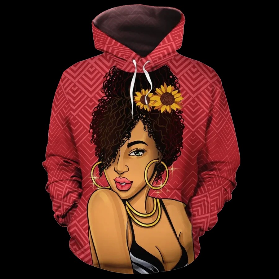 Baddie Black Girl Fleece All-Over Hoodie, African Hoodie For | Inspire ...
