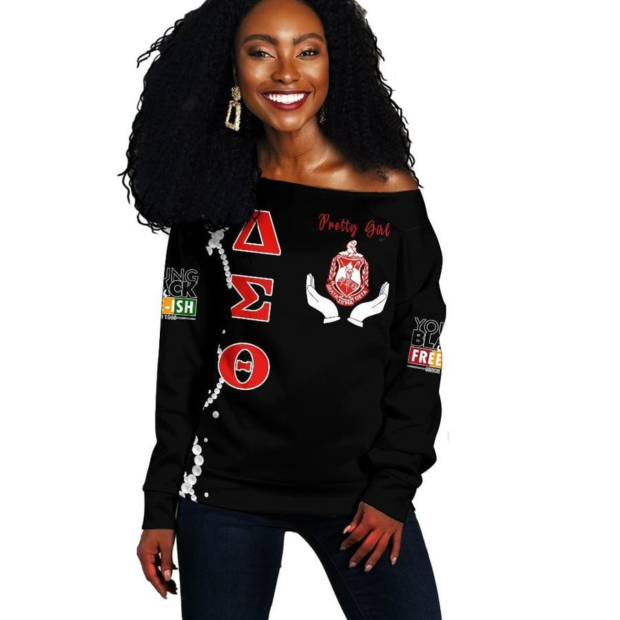 Juneteenth Delta Sigma Theta Pretty Girl Off Shoulder Sweate | Inspire ...