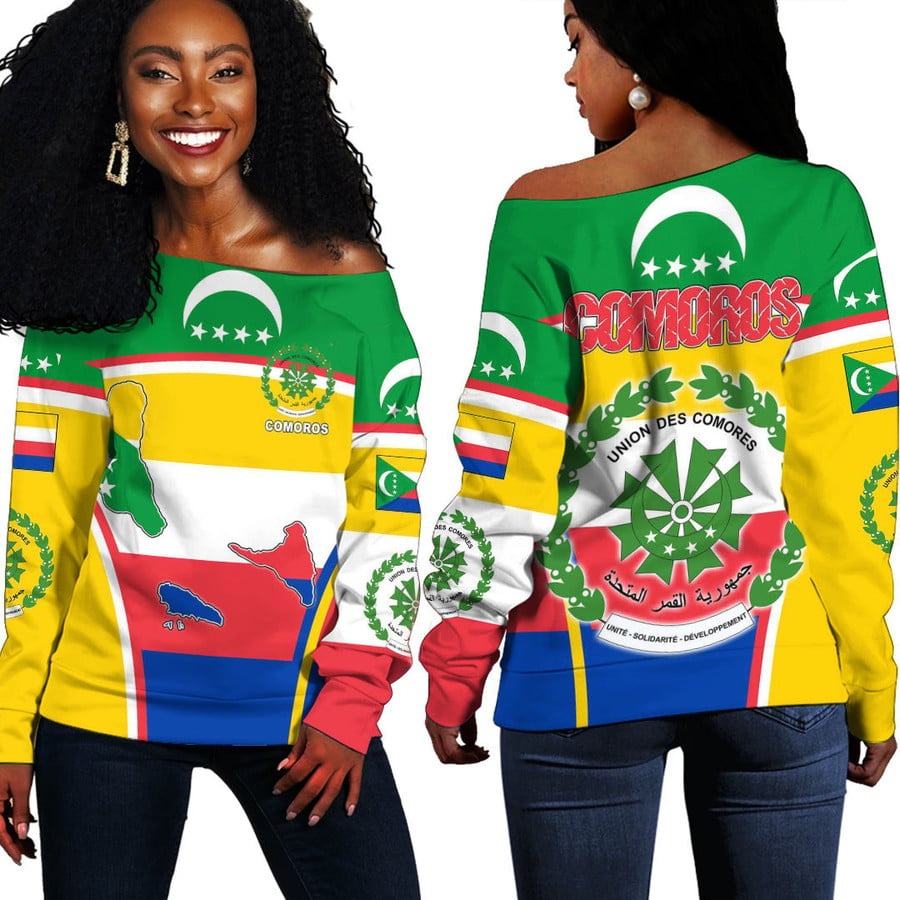 Comoros Active Flag Off Shoulder Sweater, African Women Off | Inspire ...