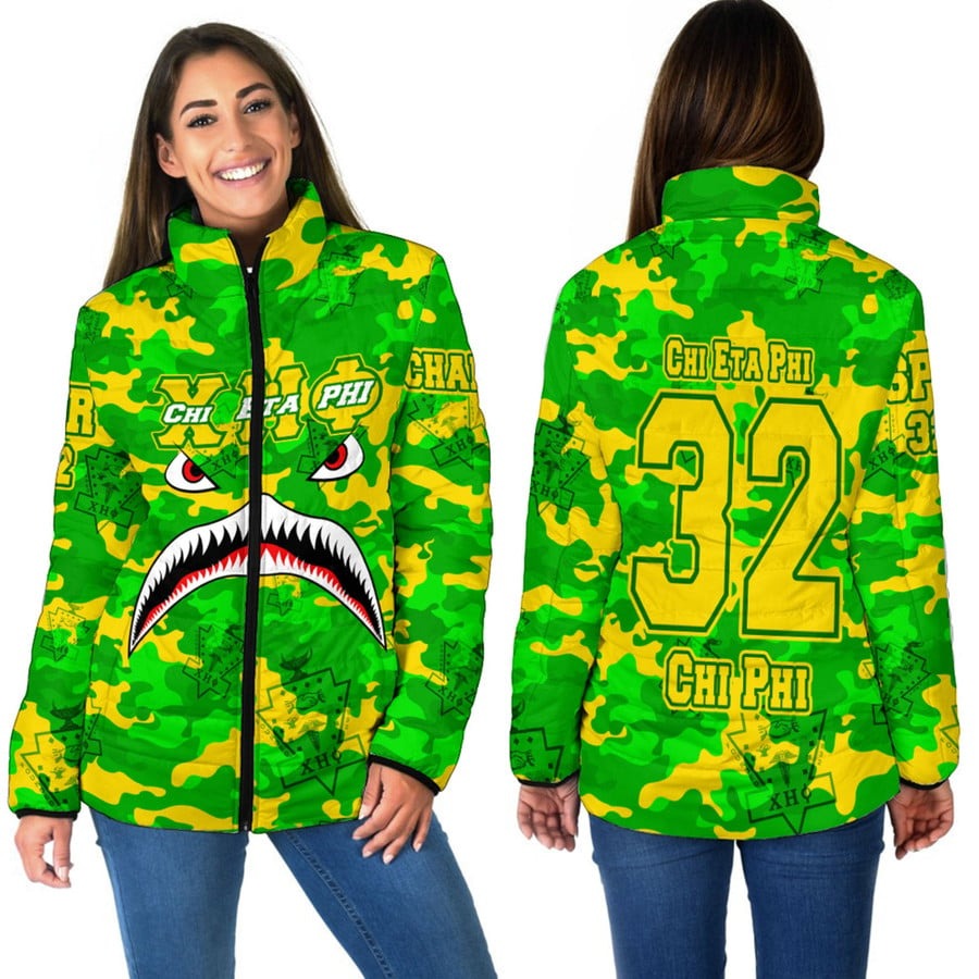 Chi Eta Phi Full Camo Shark Women Padded Jacket, African Pad | Inspire ...