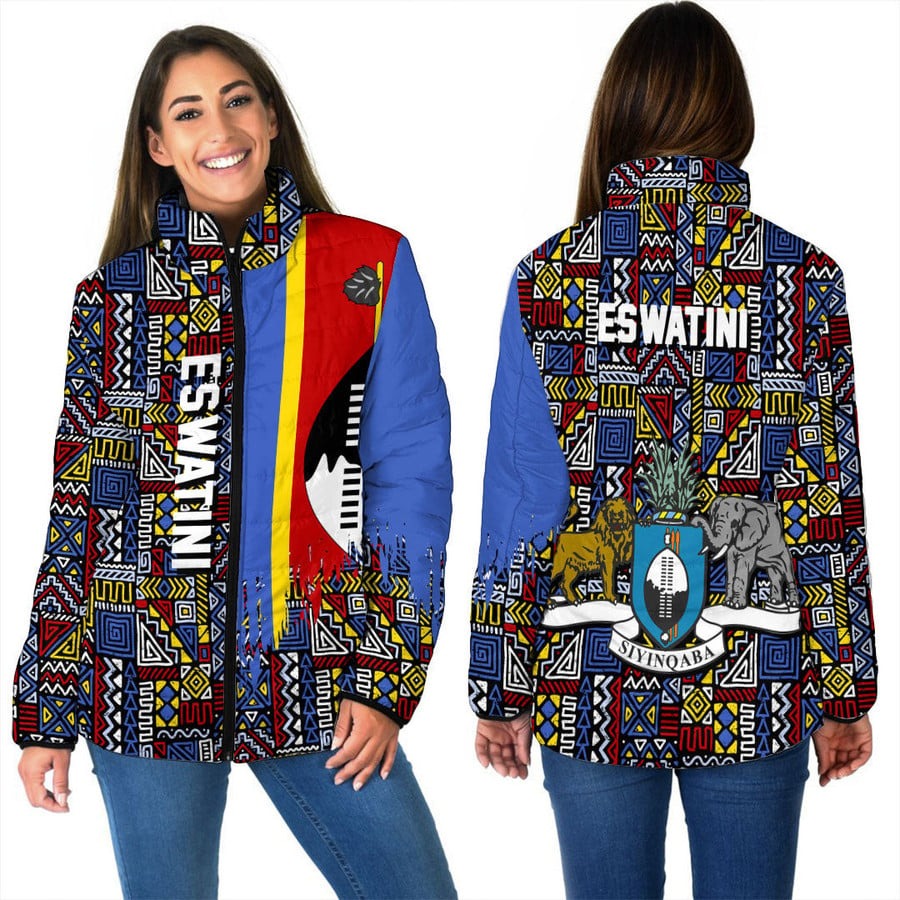 Eswatini Women's Padded Jacket Kente Pattern, African Padded | Inspire ...
