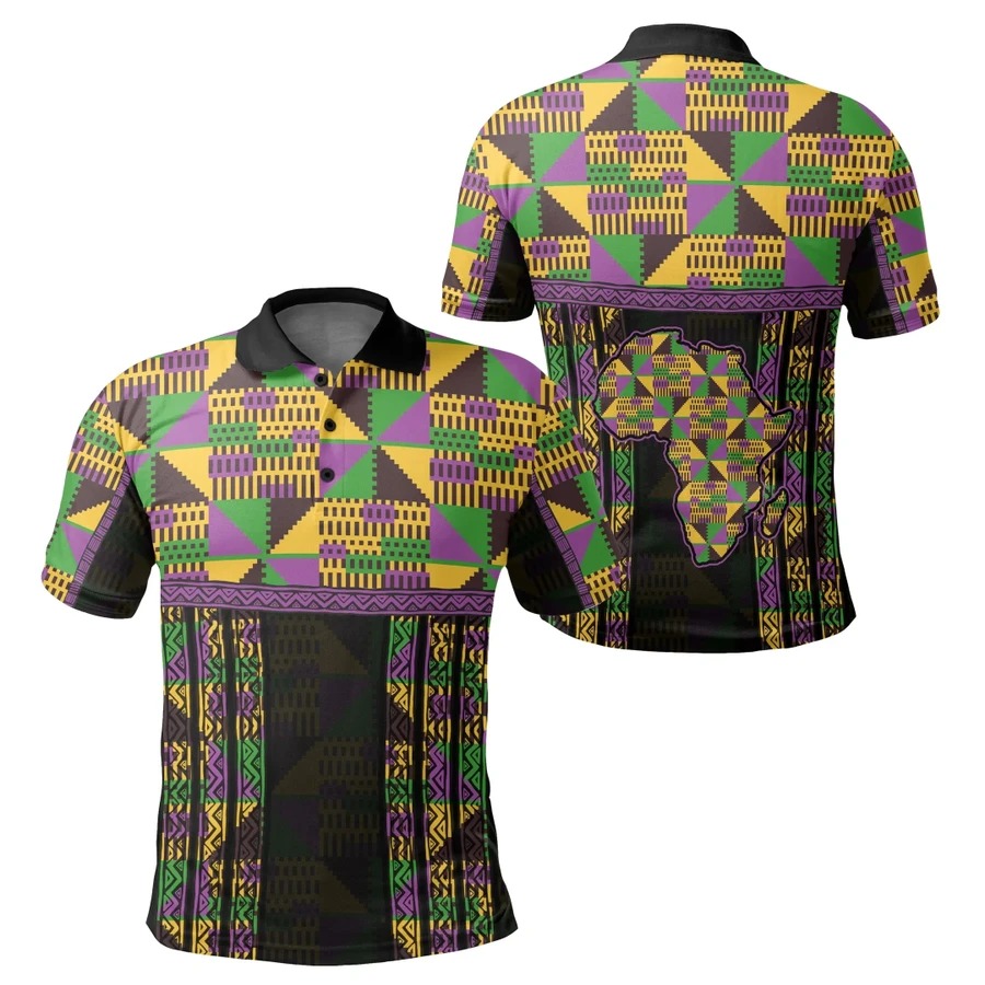 Africa Map Violet Ashanti Polo Shirt, African Polo Shirt For | Inspire ...
