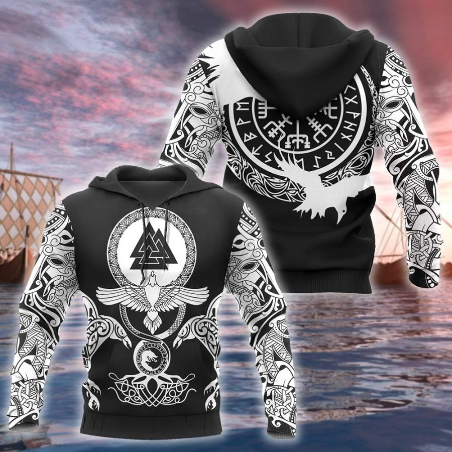 Viking Huginn Tattoo Hoodie, Viking Hoodie For Men Women | Inspire Uplift