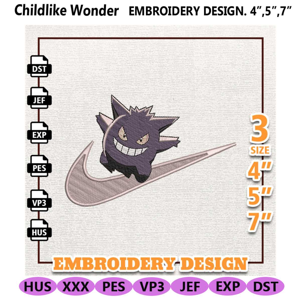 Nike Gengar Anime Embroidery Design, Nike Anime Embroidery D - Inspire ...