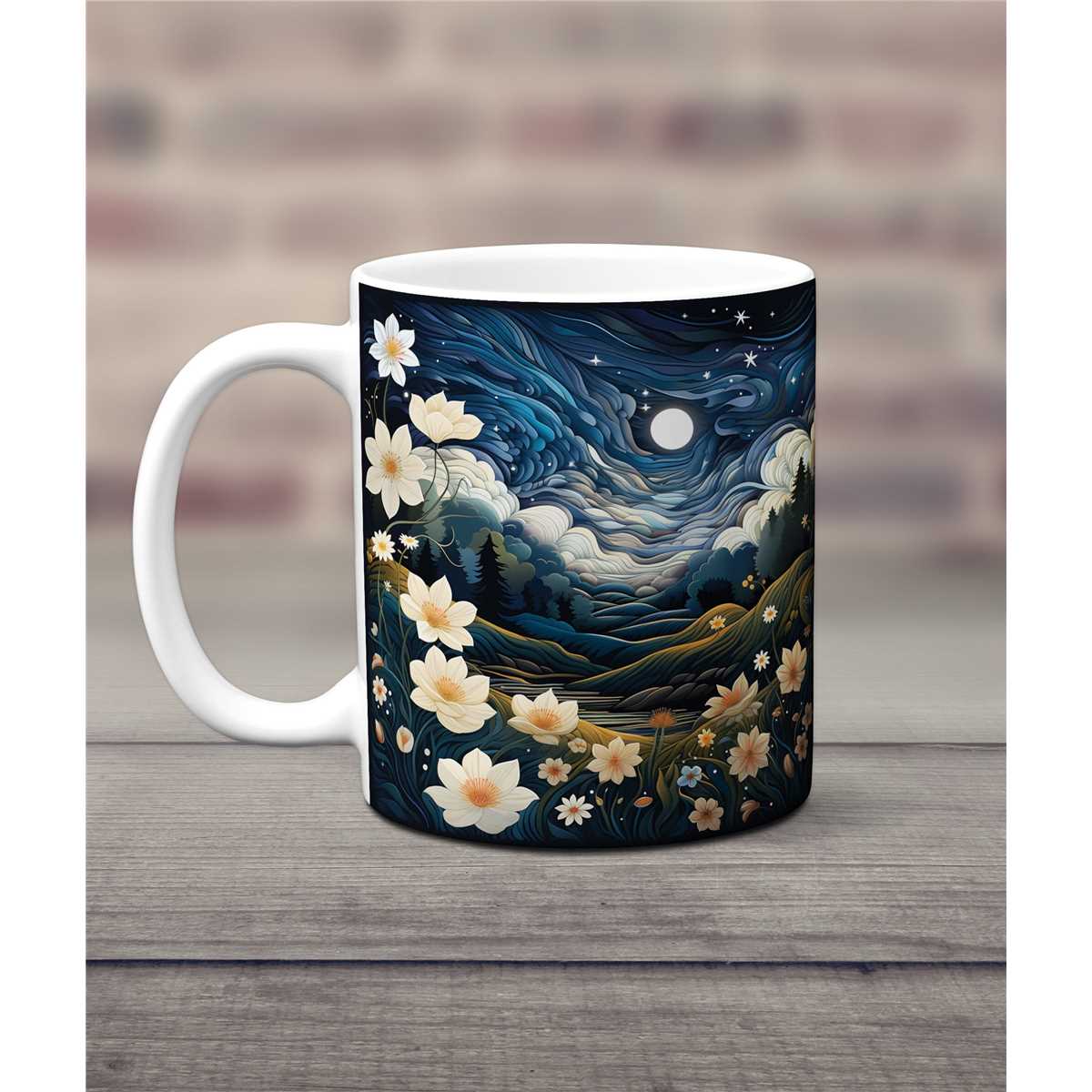 Flower Moon Mug, Floral Moon Mug, Moon Mug, Moon Coffee Cup, | Inspire ...