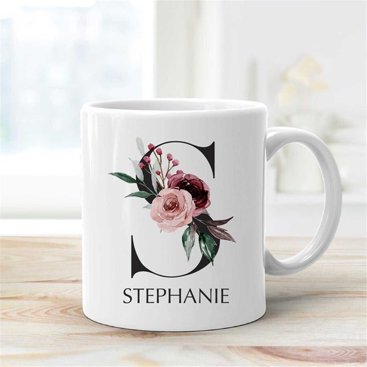 Rose Bouquet Black Letter Mug - Personalised Mug - Gift Mug | Inspire ...