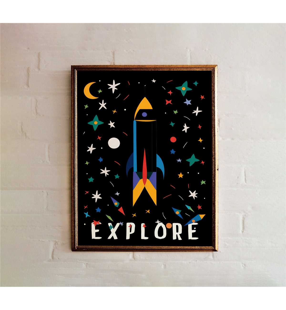 EXPLORE Space Poster - Colorful Rocket Print, Inspirational - Inspire ...