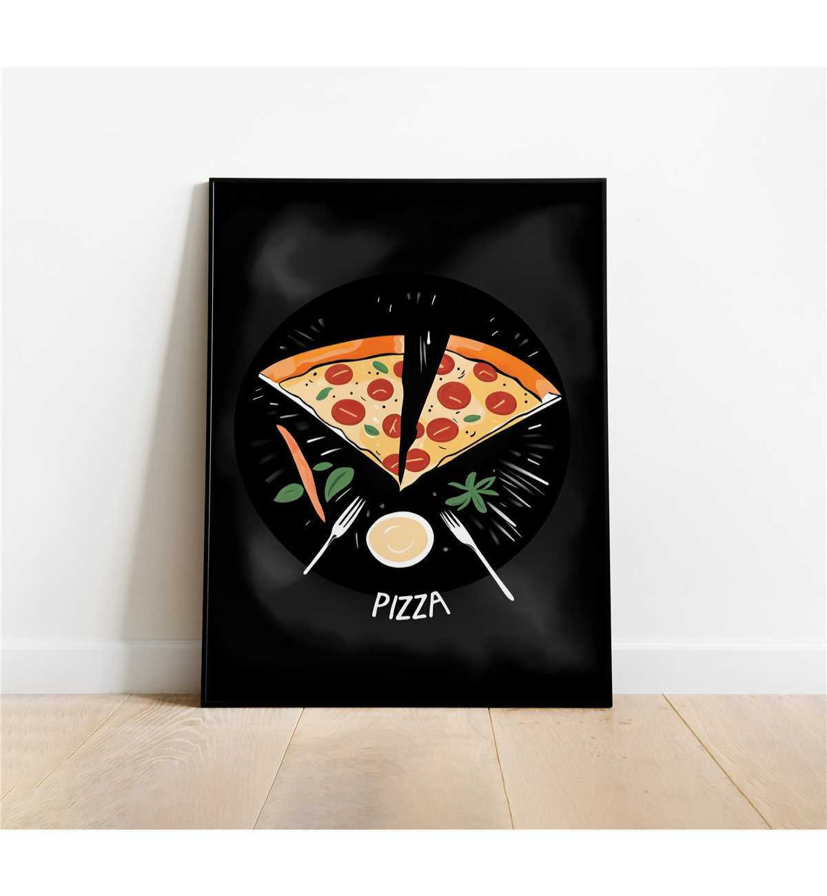 Retro Pizza Poster - Kitchen Wall Decor - - Inspire Uplift