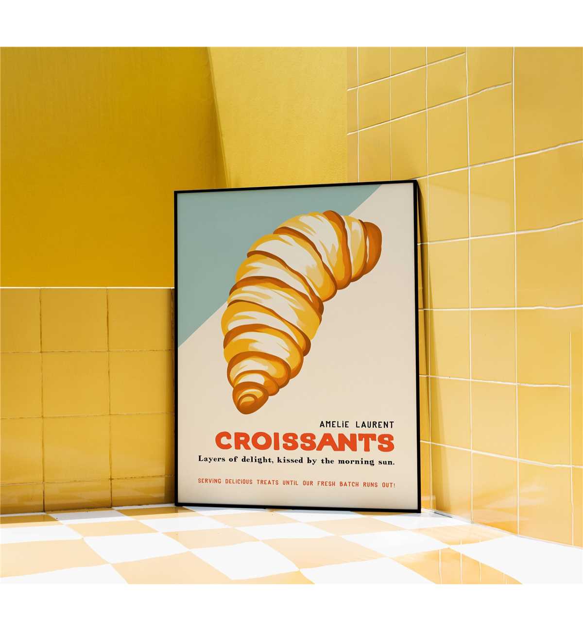 Croissant Poster Print I French Bakery Art I | Inspire Uplift