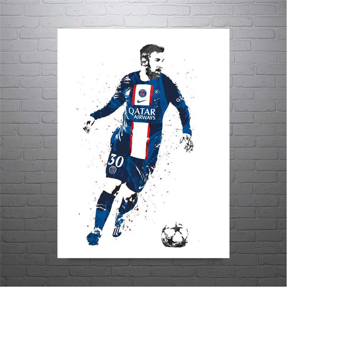 Lionel Messi PSG Soccer Art Poster-Free US Shipping | Inspire Uplift