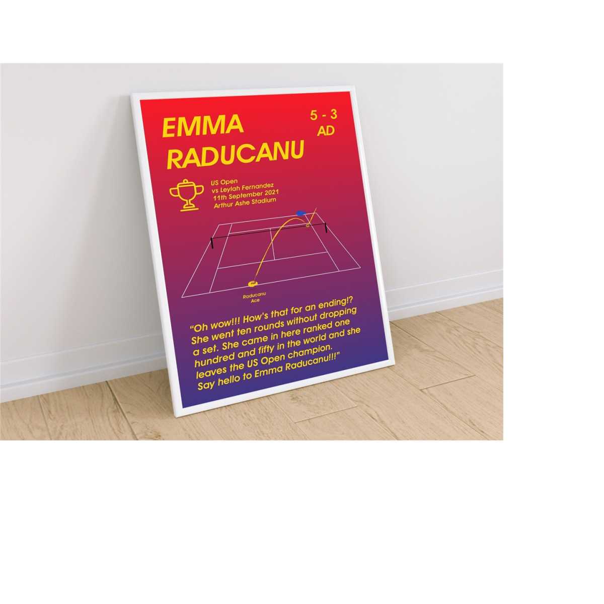 Emma Raducanu, US Open, Tennis Poster | Inspire Uplift