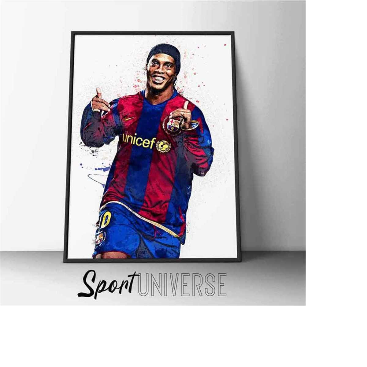 Ronaldinho poster Ronaldinho print Barcelona wall art man ca | Inspire ...