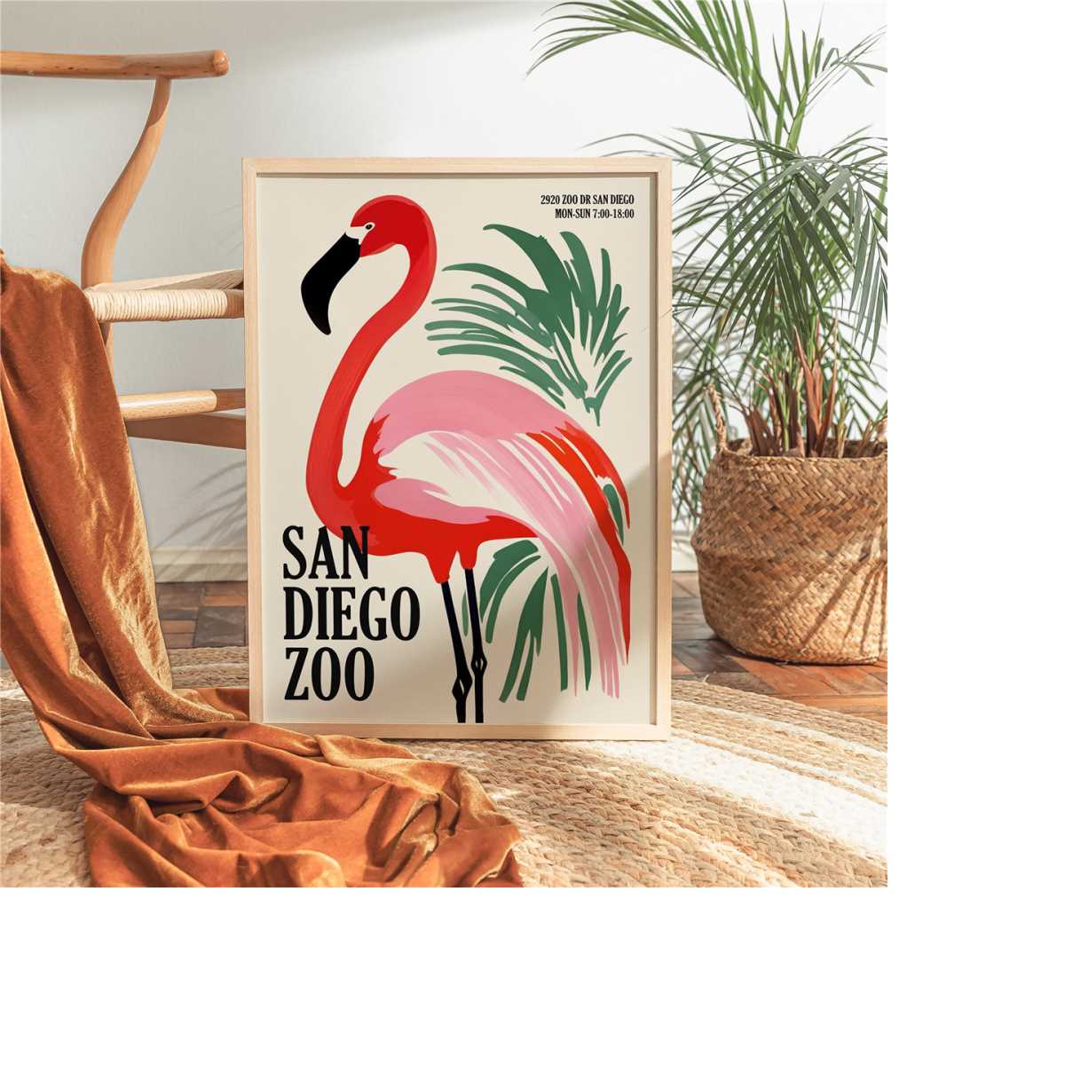 SAN DIEGO Zoo Poster - Flamingo Vintage Advertising Giclee R - Inspire ...