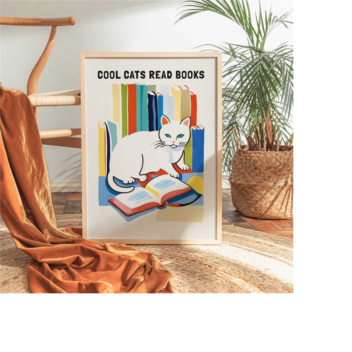 CUTE POSTER - Cool Cats Read Books - Books art, Wall decor, - Inspire ...