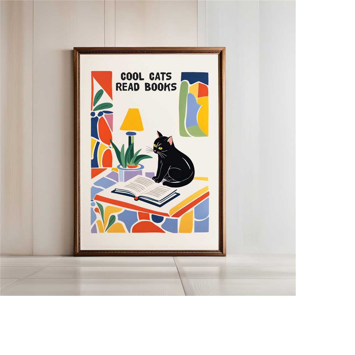 CUTE 'Cool Cats Read Books' POSTER - Retro Graphics art, lib | Inspire ...