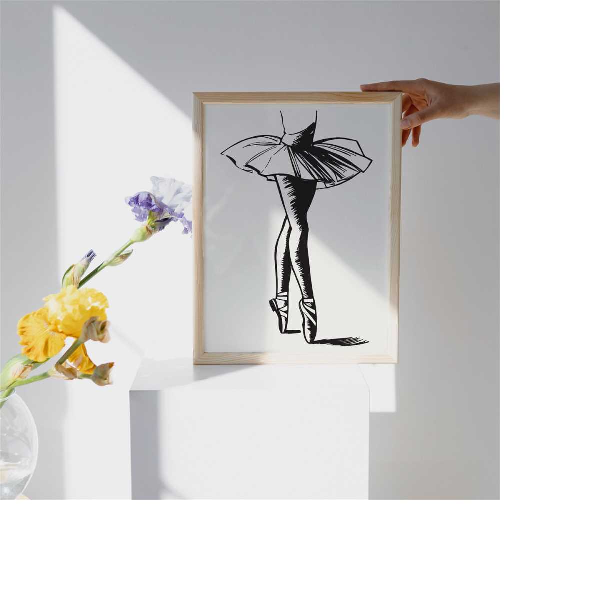 Ballerina Dancer Art Print - Linocut Reproduction Line Art, | Inspire ...