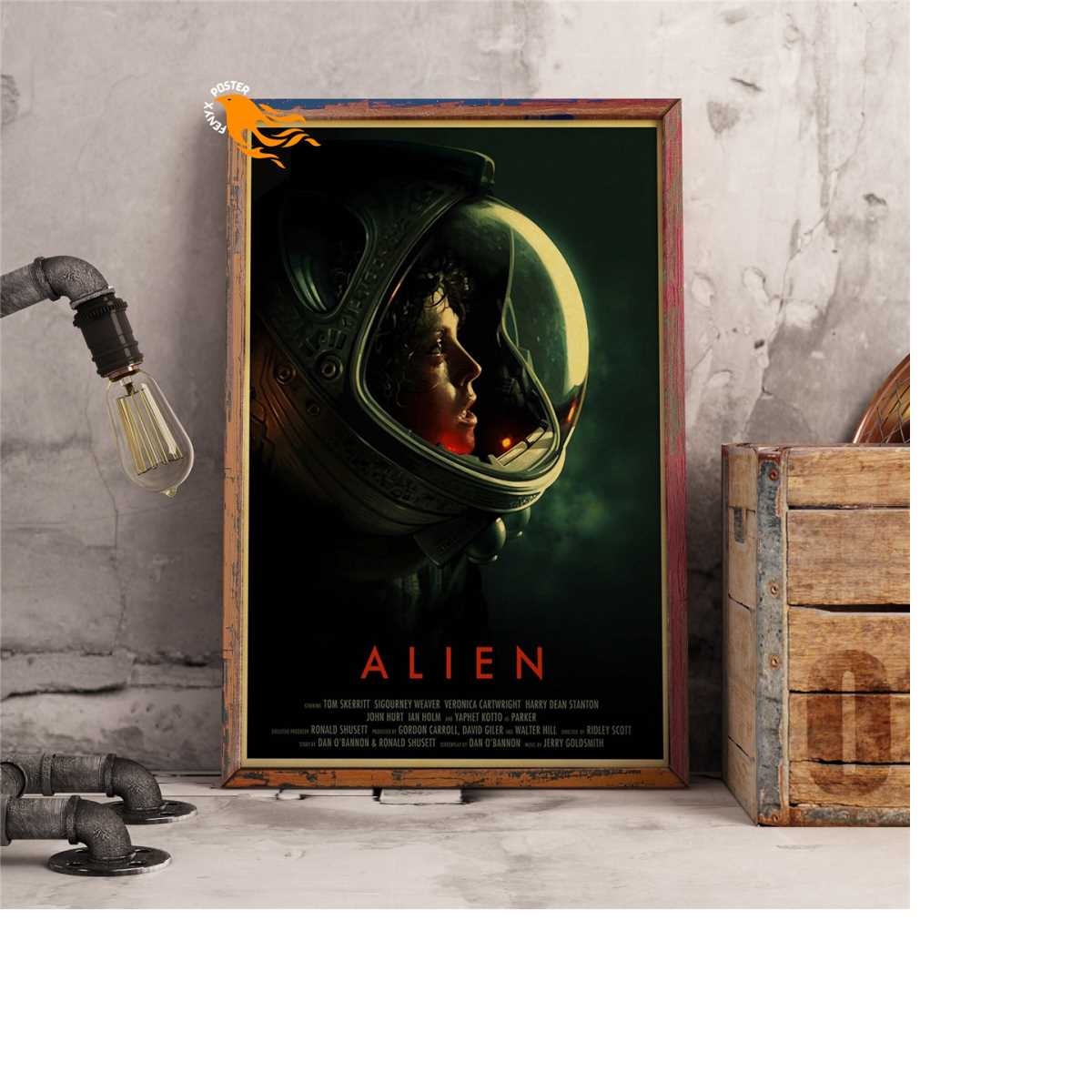Alien Retro Poster, Kraft Paper Print, Movie Wall Art Gift - Inspire Uplift