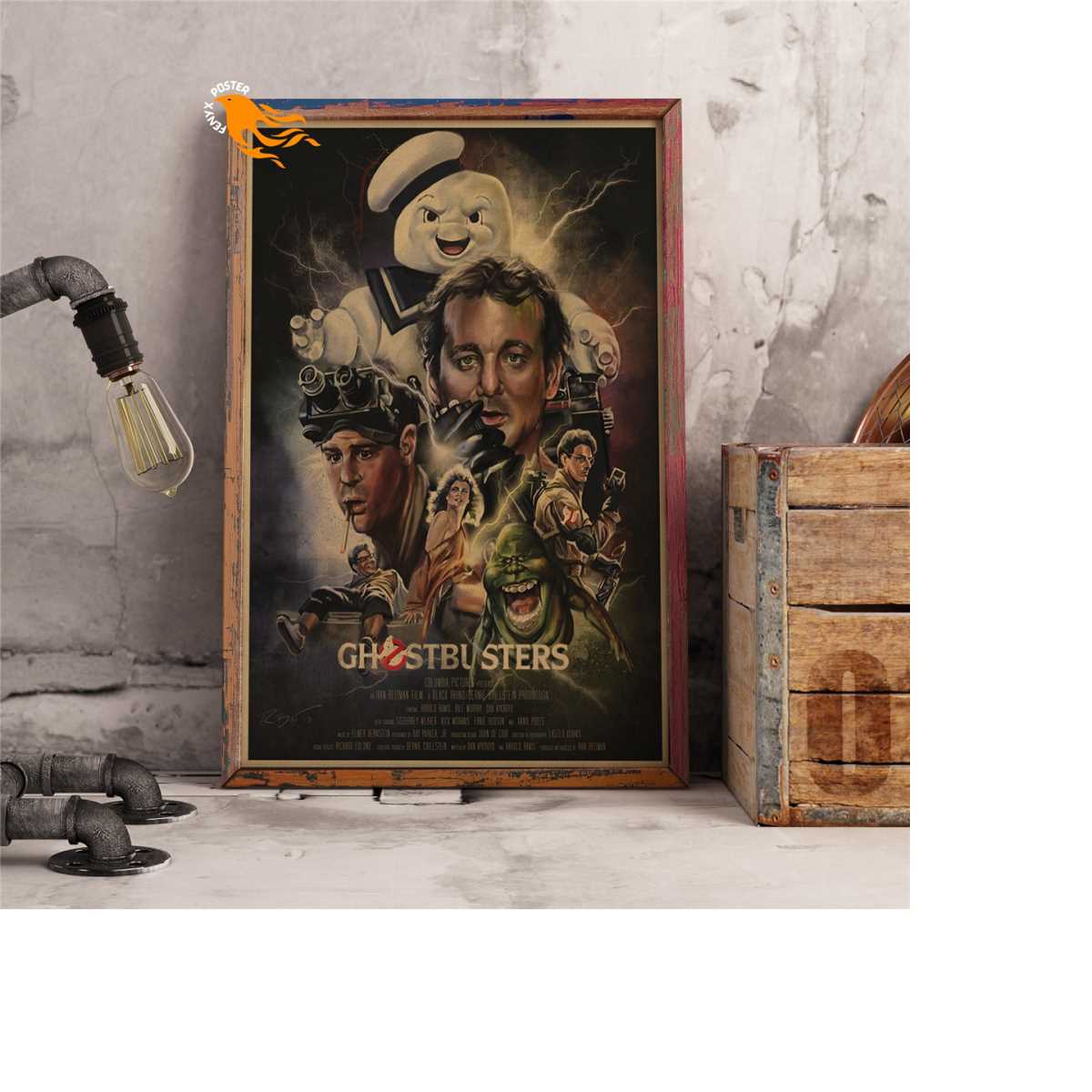 Ghostbusters Retro Poster, Kraft Paper Print, Movie Wall Art | Inspire ...