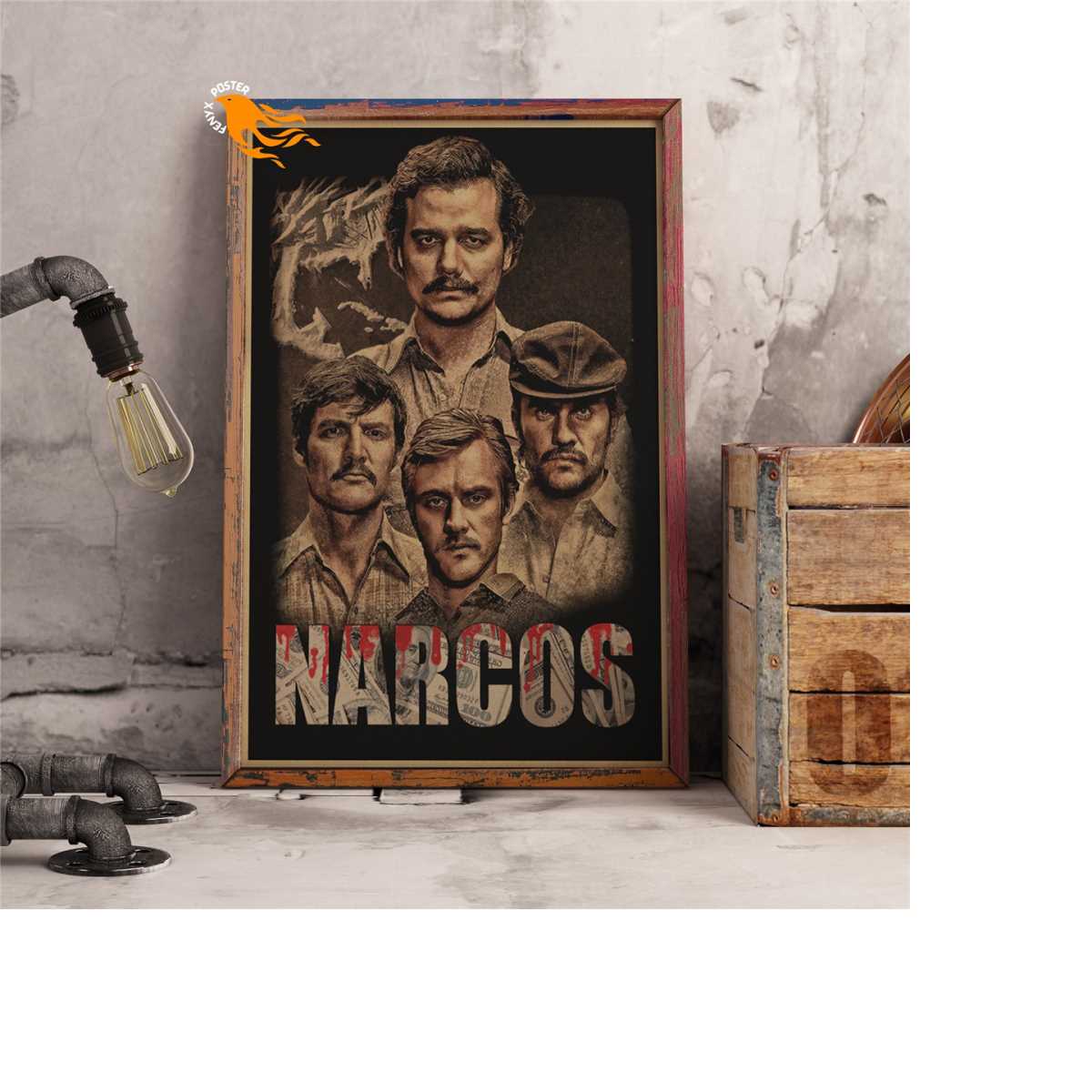 Narcos Retro Poster, Kraft Paper Print, TV Series Wall Art G - Inspire ...